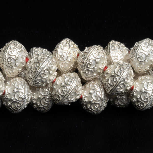 14mm Silver Plated Copper Decorated Rounds 8 inch 17 beads – The Bead ...
