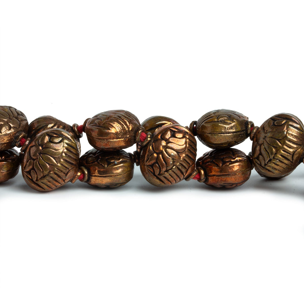15mm Copper Lotus Flower Ovals 8 inch 14 beads – The Bead Traders