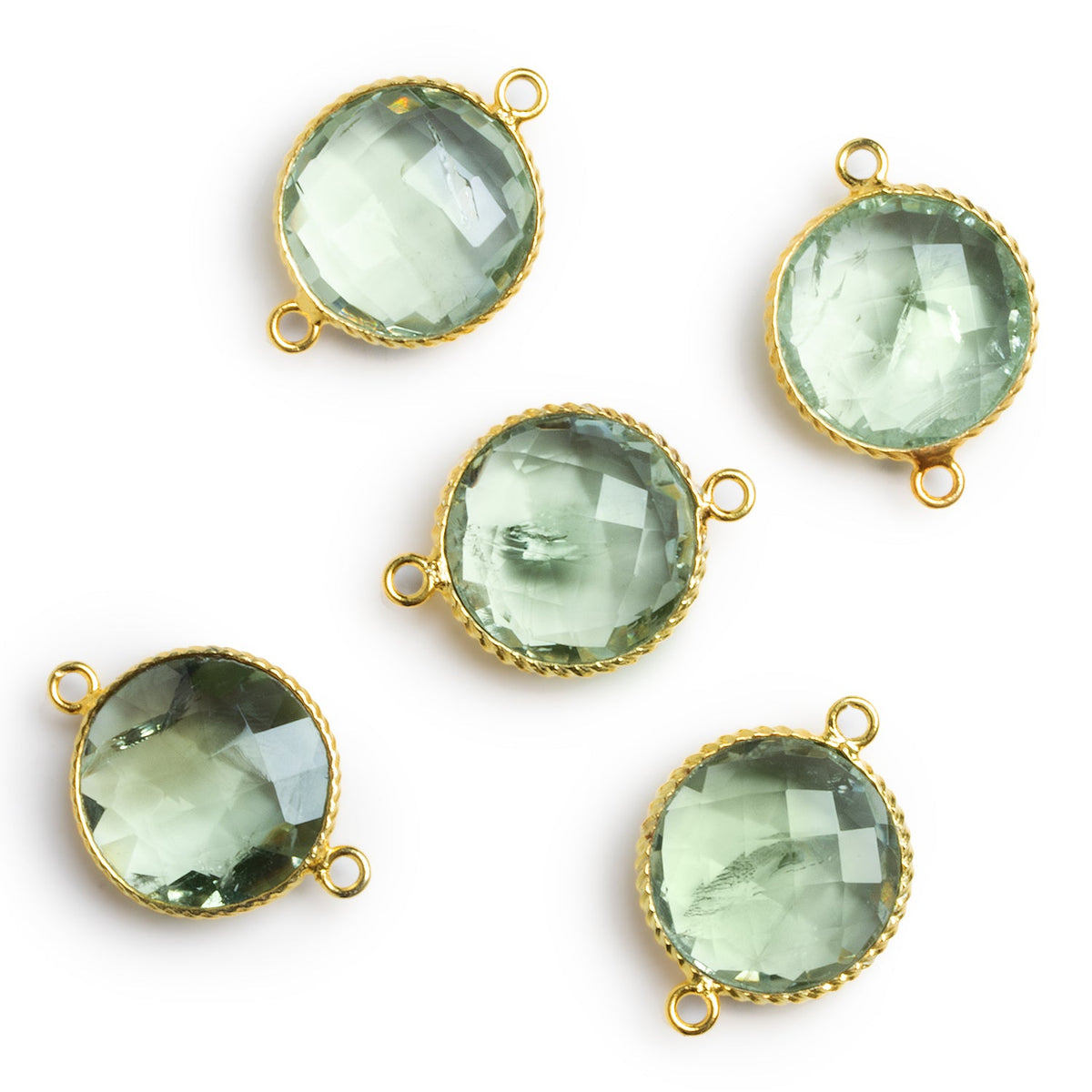 16mm Vermeil Rope Bezeled Prasiolite Coin Connector – The Bead Traders