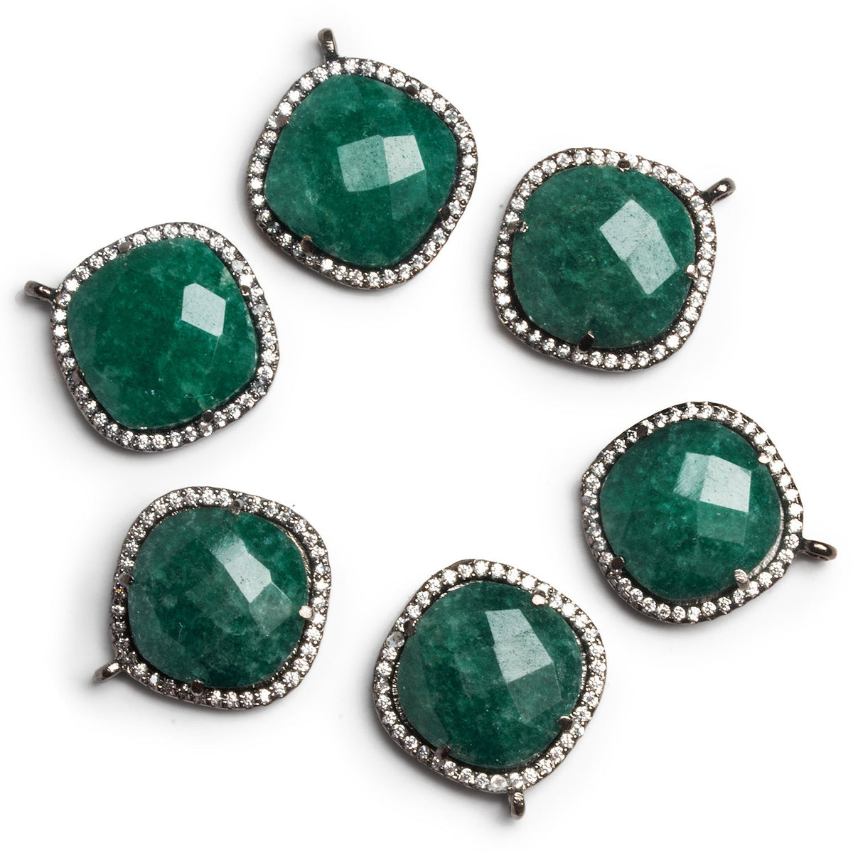 17mm Black Gold Bezeled Aventurine Pillow CZ Pavé Halo Pendant 1 Bead ...