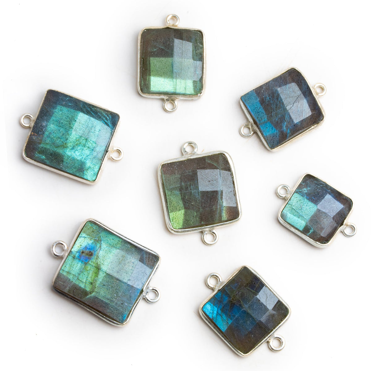 18x13mm Silver Bezeled Labradorite Square Connector – The Bead Traders
