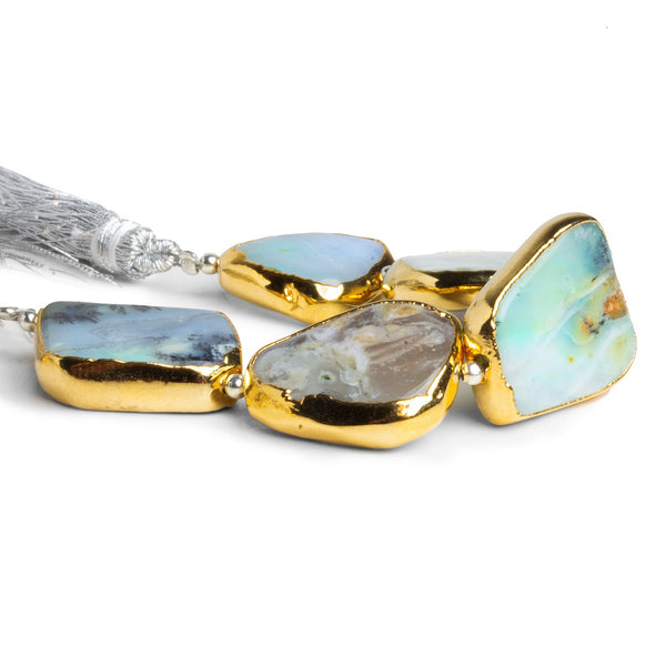 24x19mm Gold Leafed Blue Peruvian Opal Nuggets 4.5 inch 5 beads – The ...