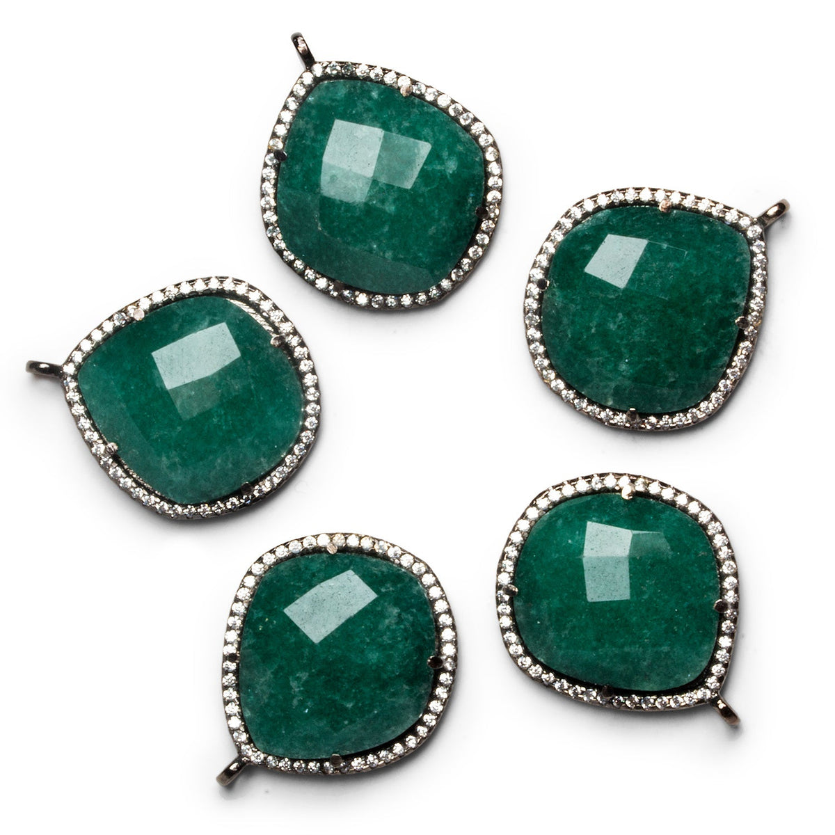 27x21mm Black Gold Bezeled Aventurine Fancy Heart CZ Pavé Halo Pendant ...