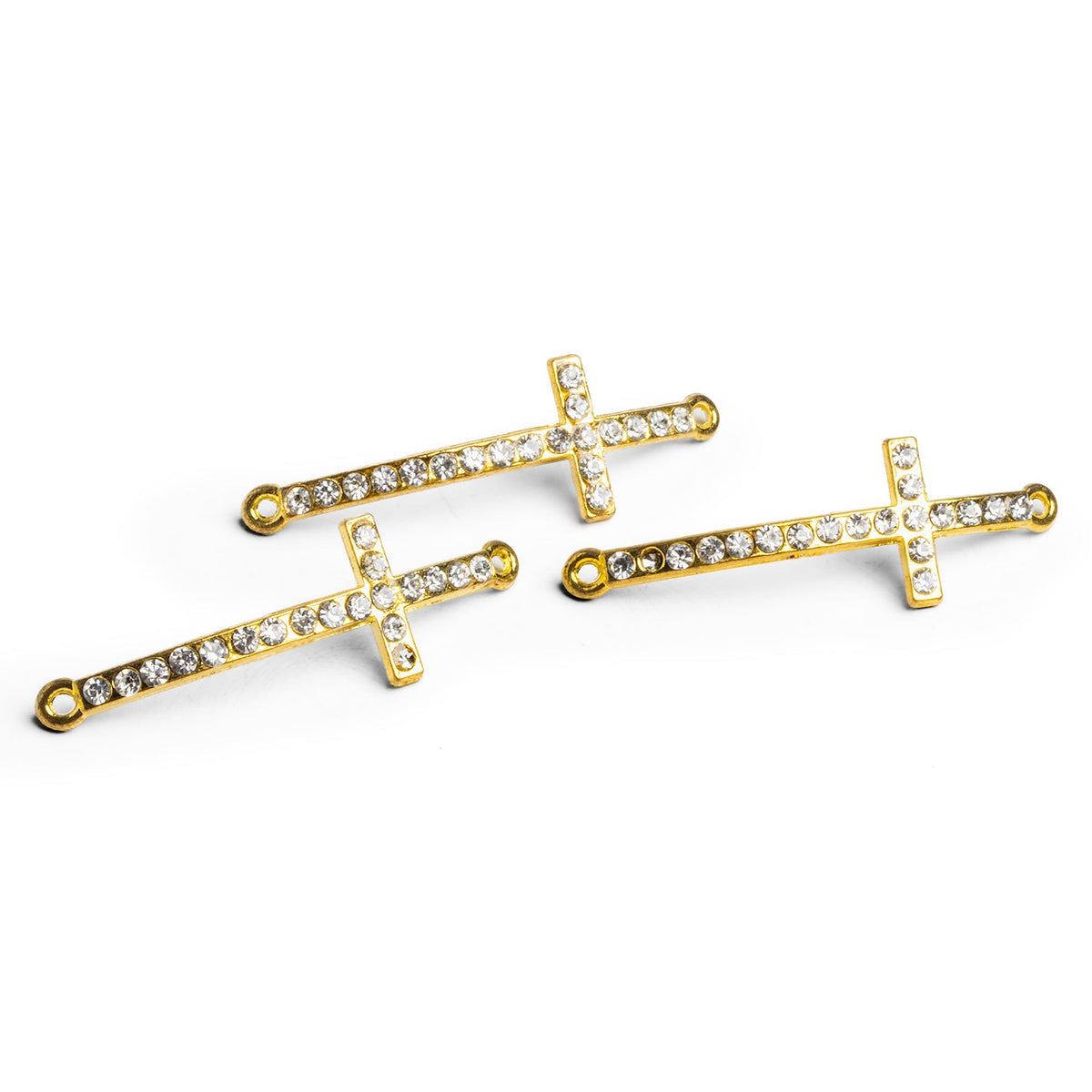 42mm Gold-Tone Rhinestone Cross Connectors Set of 3 – The Bead Traders