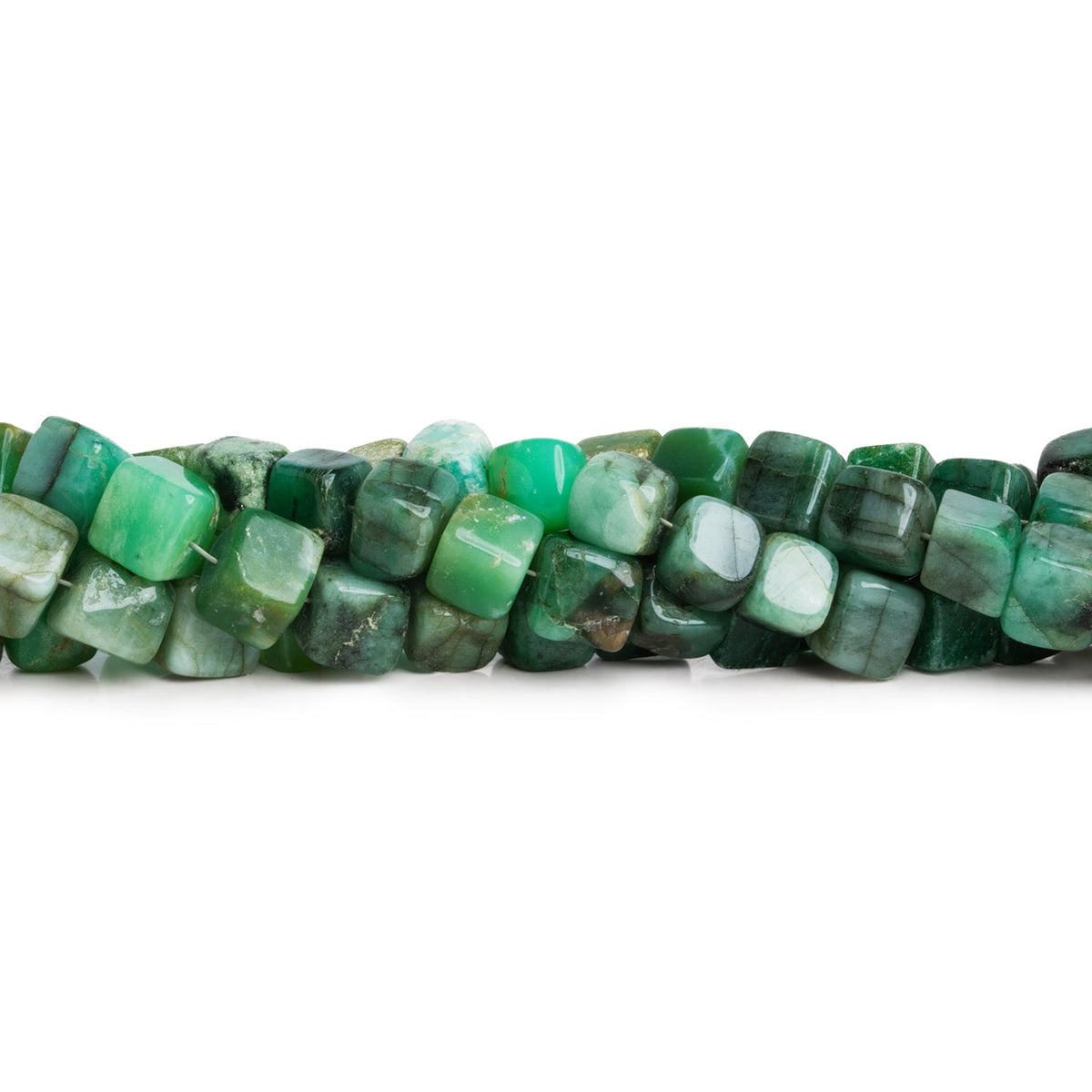 6.5-8mm Emerald Cubes 15 inch 57 beads – The Bead Traders