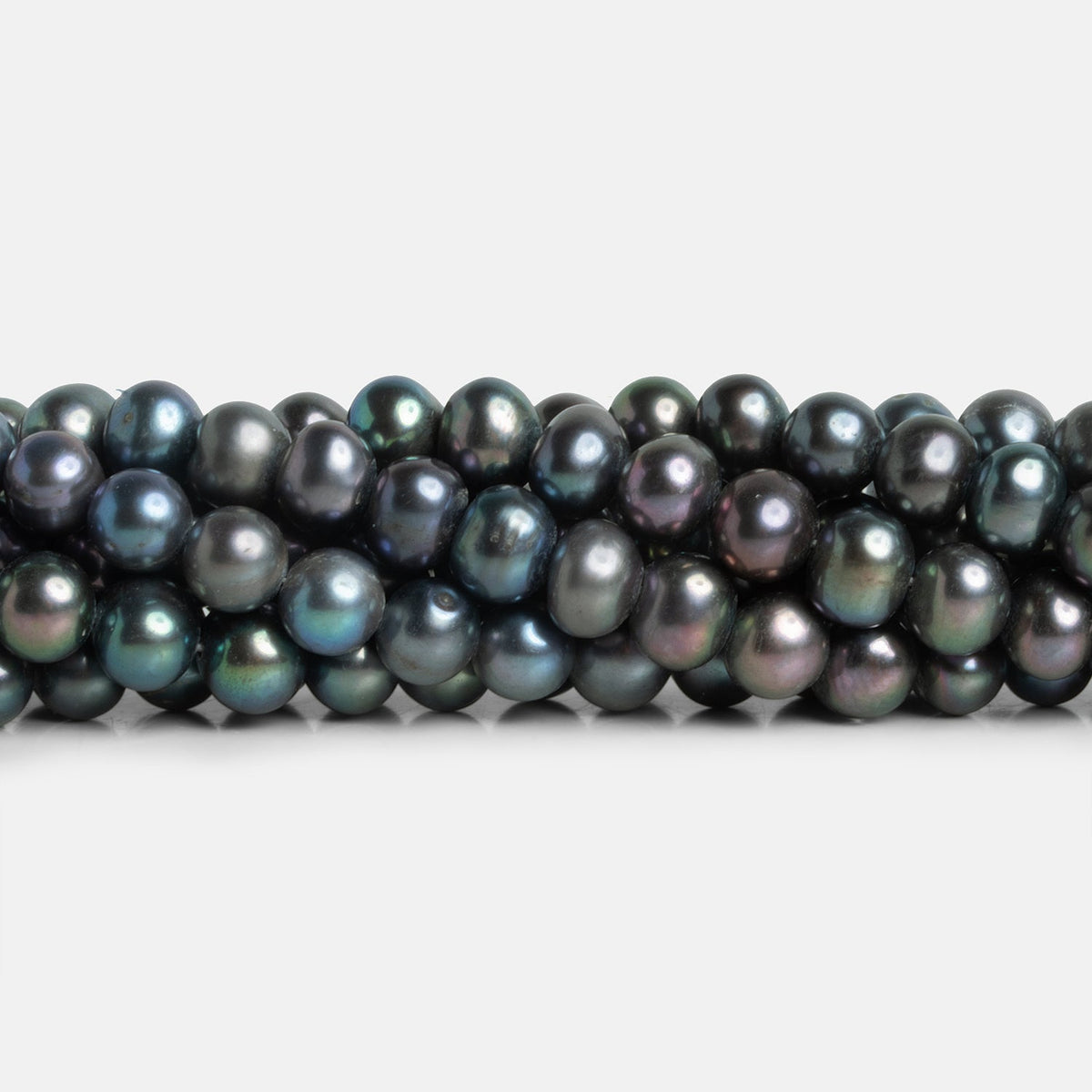 7x6mm Peacock Off Round Pearls 15 inch 60 beads – The Bead Traders