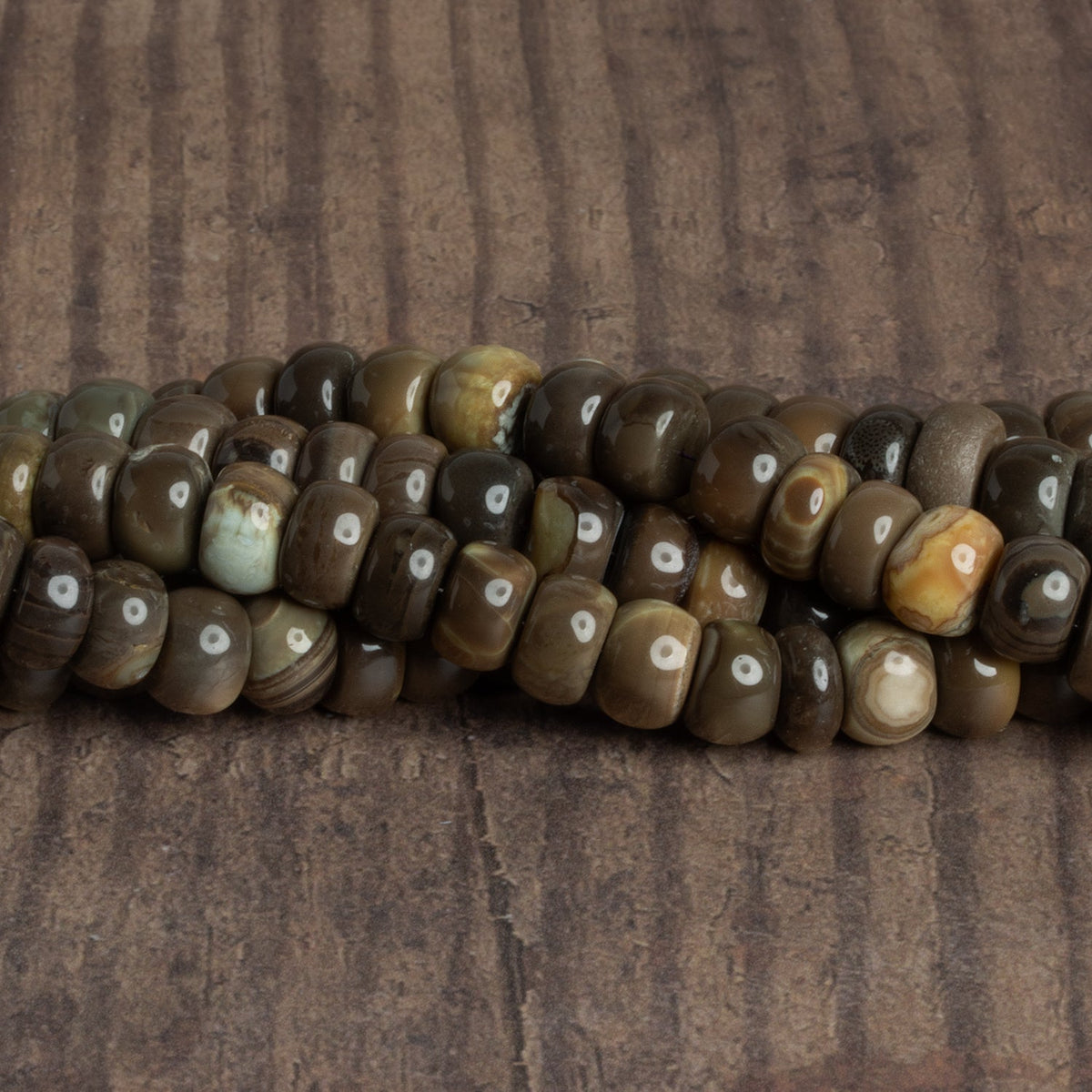 9-11mm Wood Brown Opal Plain Rondelles 16 inch 63 beads – The Bead Traders