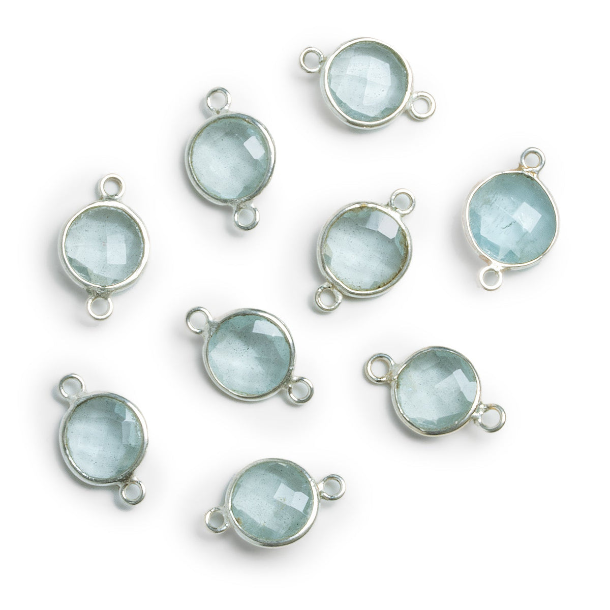 9mm Silver Bezeled Aquamarine Faceted Coin Connector – The Bead Traders