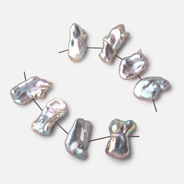 Silver Biwa Side Drilled Freshwater Pearl Focals - Set of 4 – The Bead ...