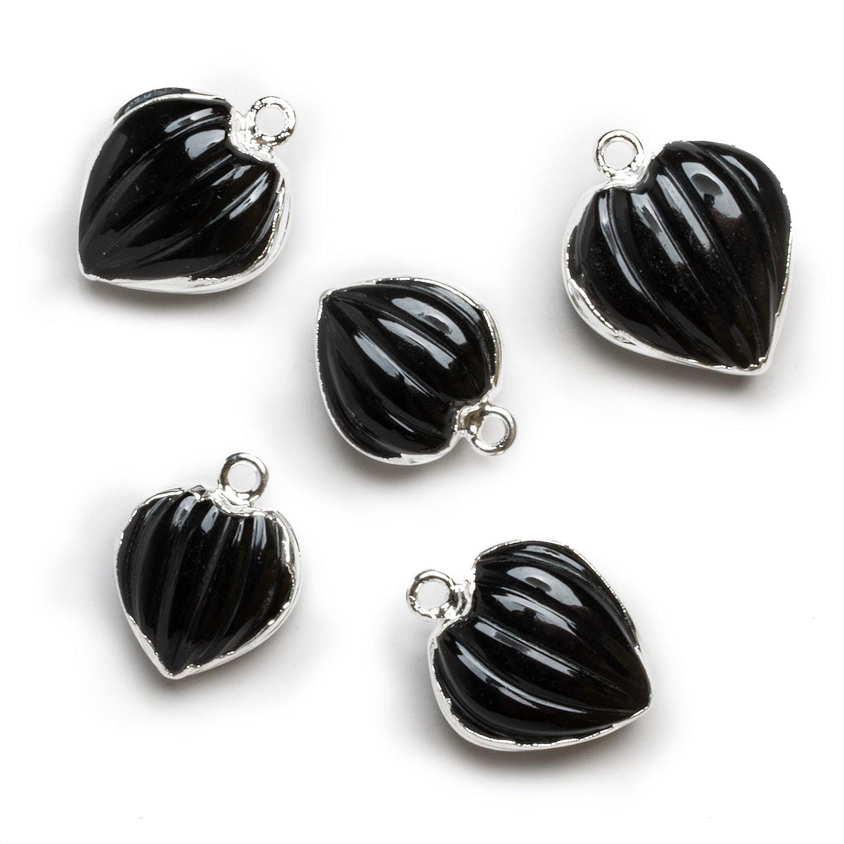 21x17mm Silver Leafed Black Onyx Carved Heart Pendant 1 Bead – The Bead ...