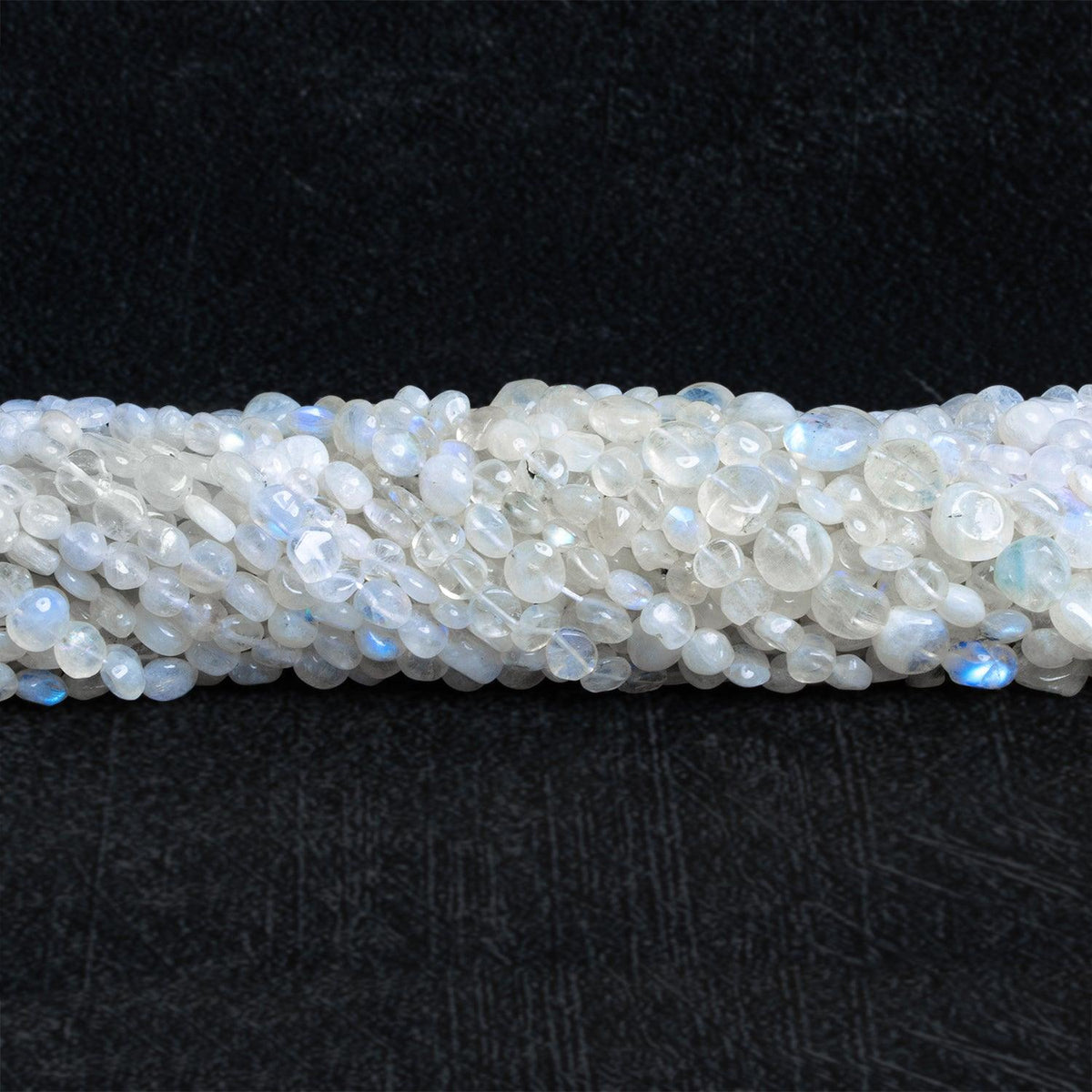 4-7mm Rainbow Moonstone Handcut Coins 12 inch 40 beads – The Bead Traders