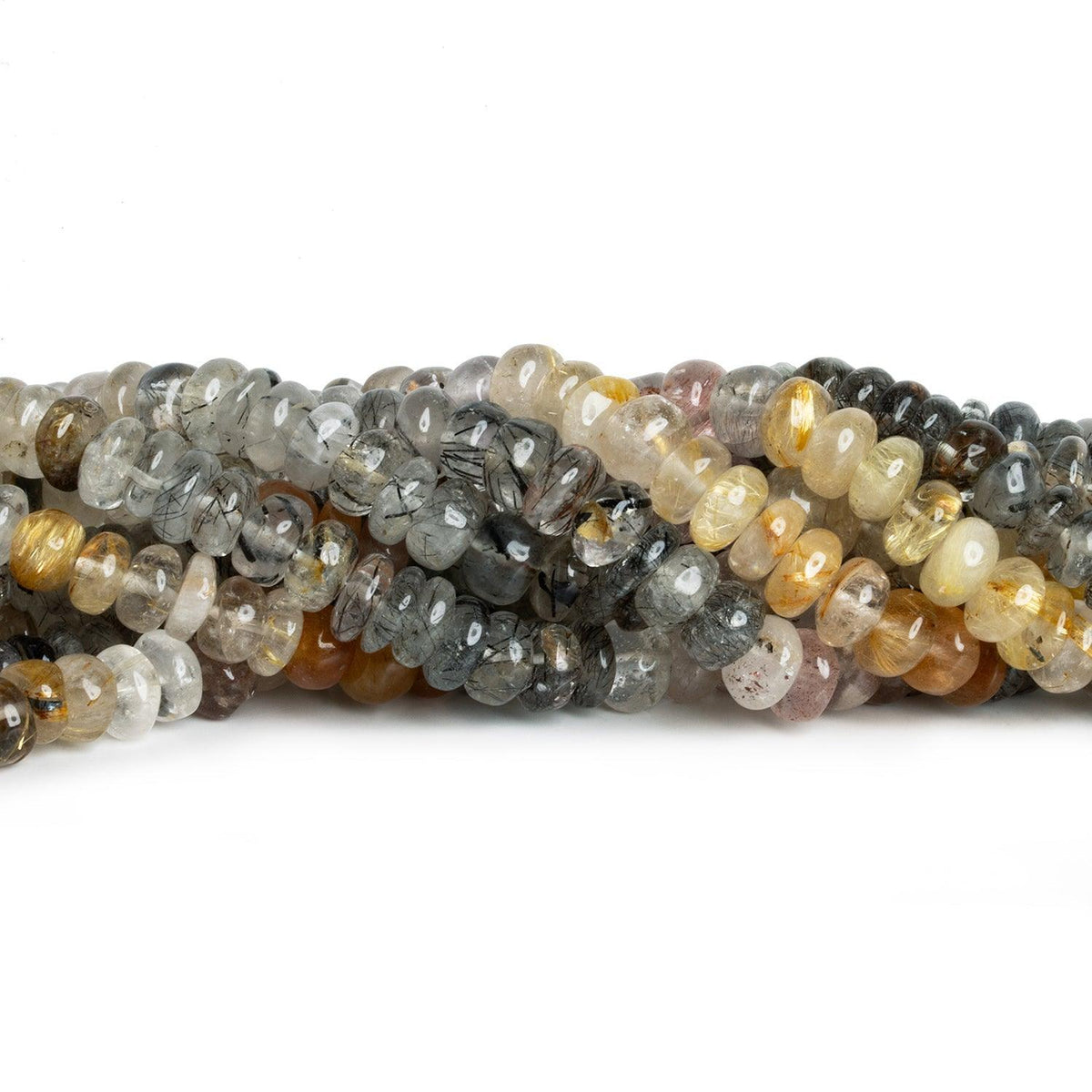 Buy 6.5-7mm Multi Rutilated Quartz plain rondelle Beads 15 inches 95 ...