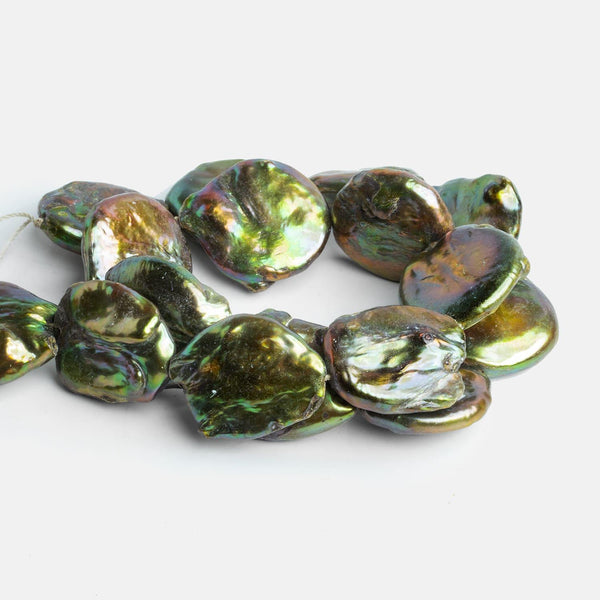 Green Baroque Pearls 16 inch 15 pieces – The Bead Traders